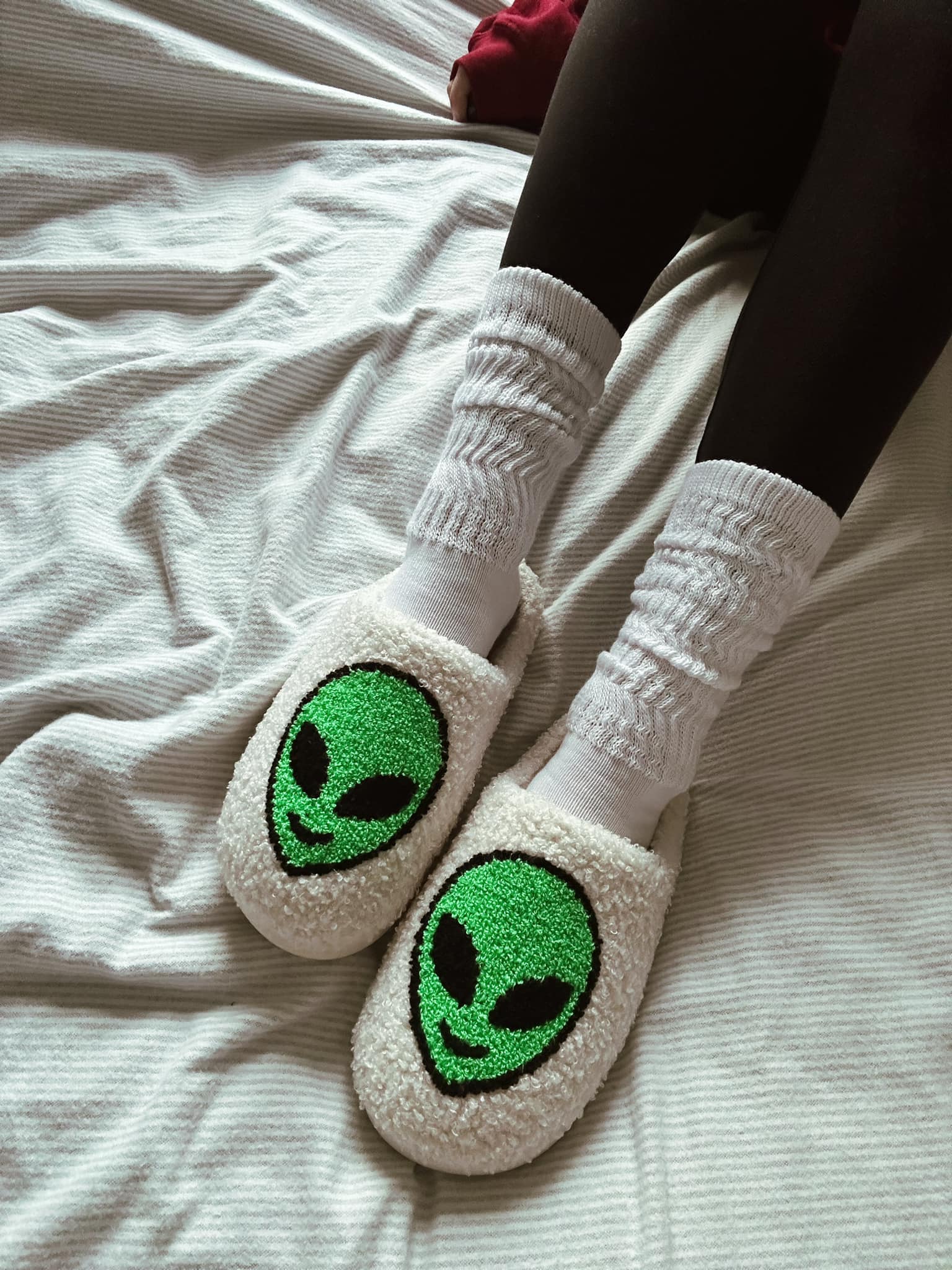 Alien Face Sherpa Slippers | Empowering, Comfy & Affordable Apparel ...