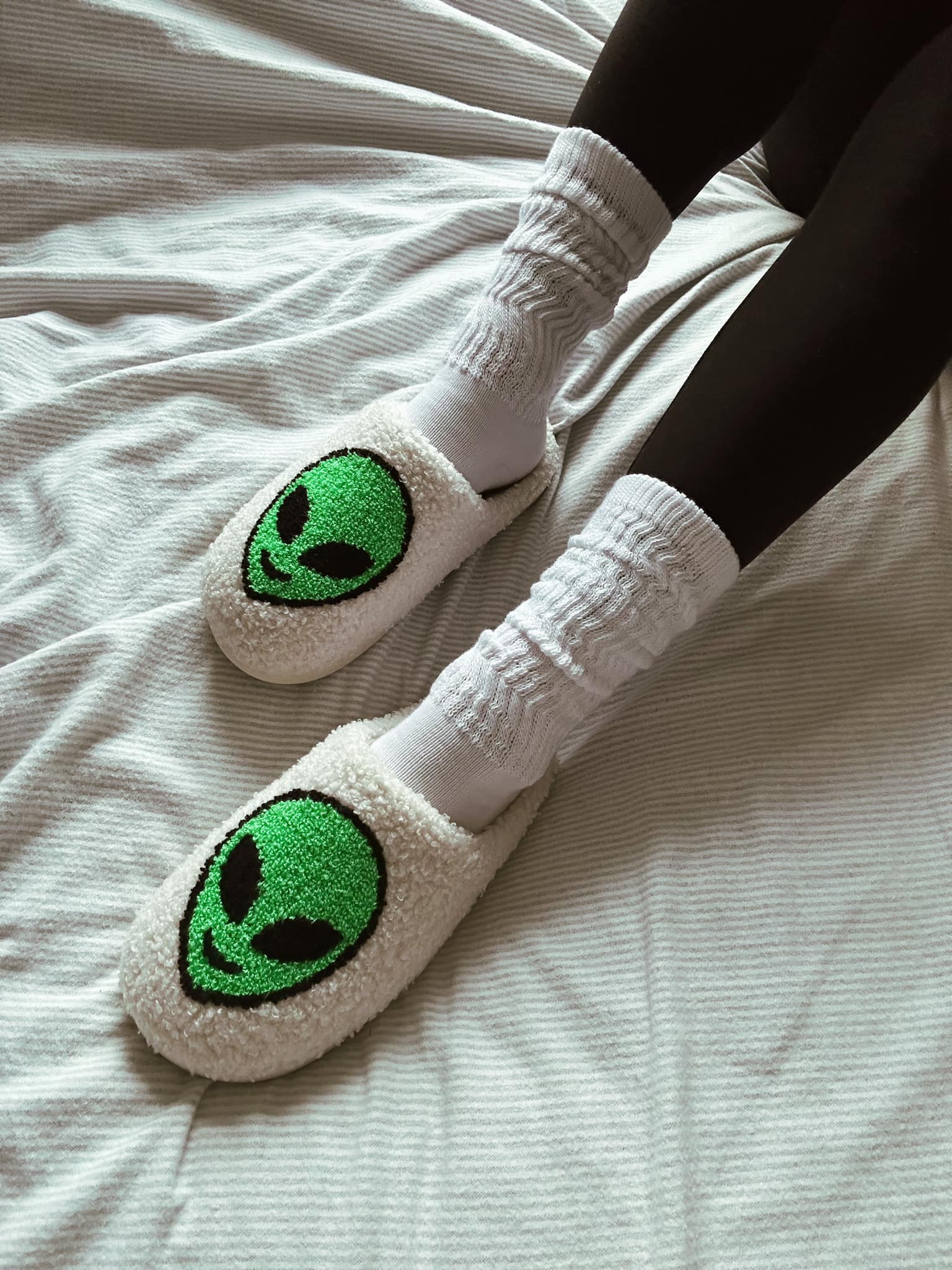 Alien Face Sherpa Slippers | Empowering, Comfy & Affordable Apparel ...